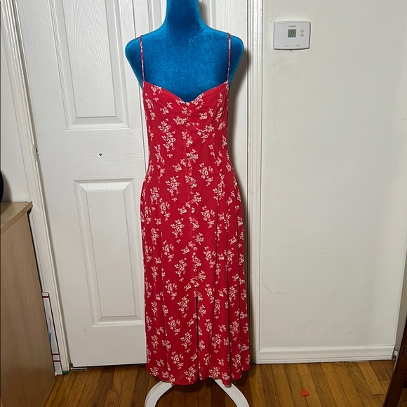 Reformation | Dresses | Reformation Red Floral Button Down Midi Dress ...